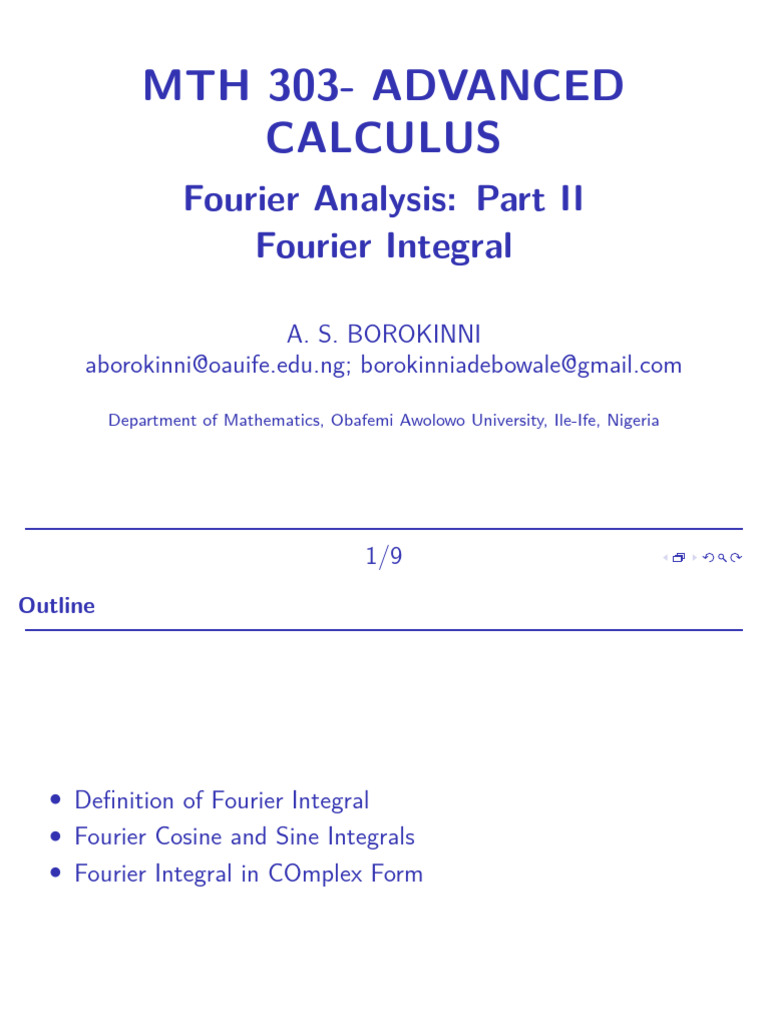 MTH303 Fourier Analysis Part 2 | PDF | Mathematical Analysis | Functions And Mappings