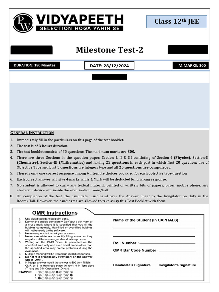 RMT - 02 _ Test Paper | PDF | Force | Mass