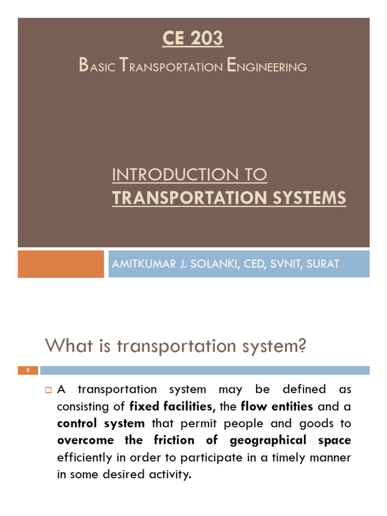 BTE - 2 - Introduction To Transportation Systems - 11082020 | PDF ...