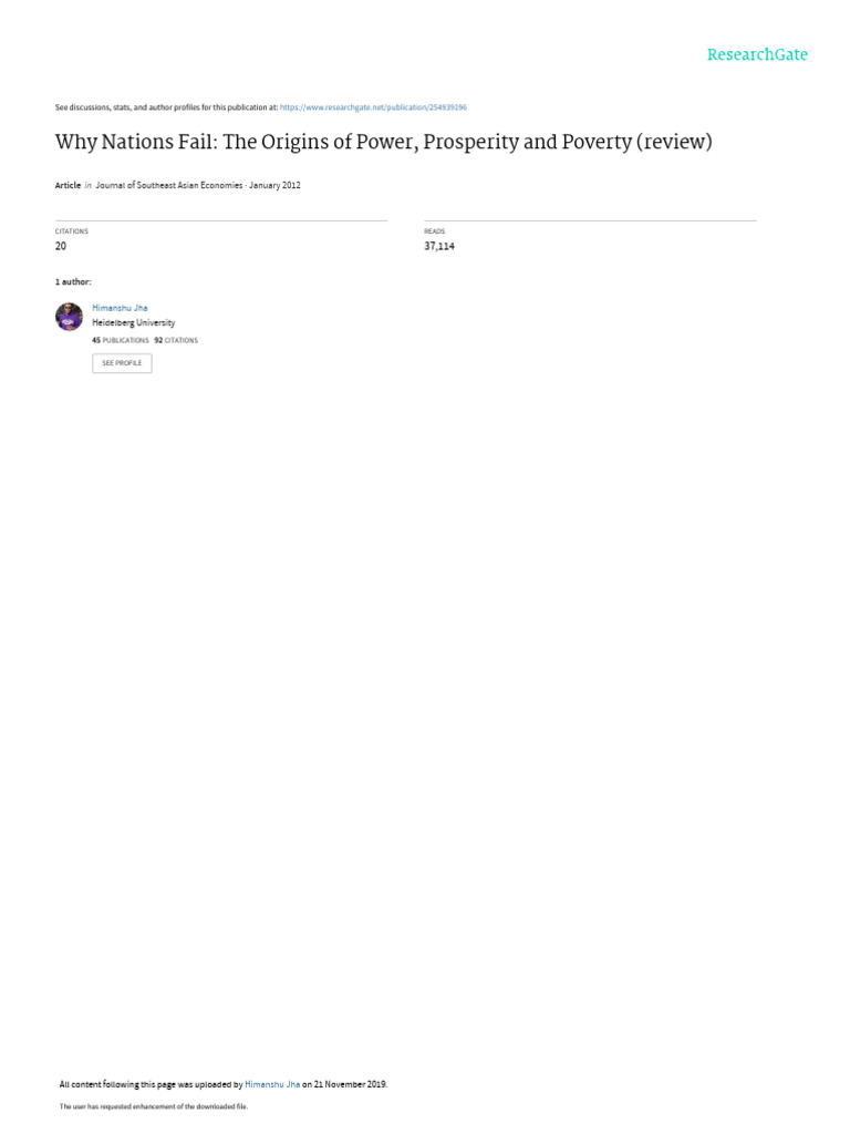 Book Review Why Nations Fail-Acemoglu An | PDF | Institution | Economic Inequality