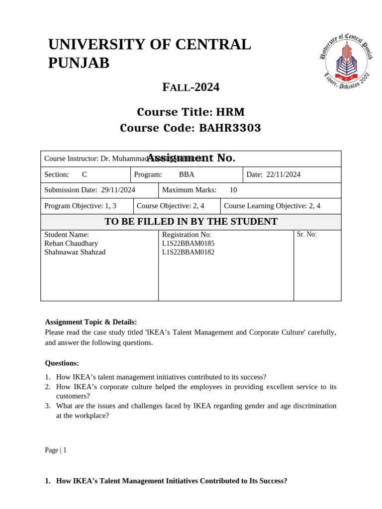 Assignment 2-HRM (1) | PDF | Employment | Empowerment