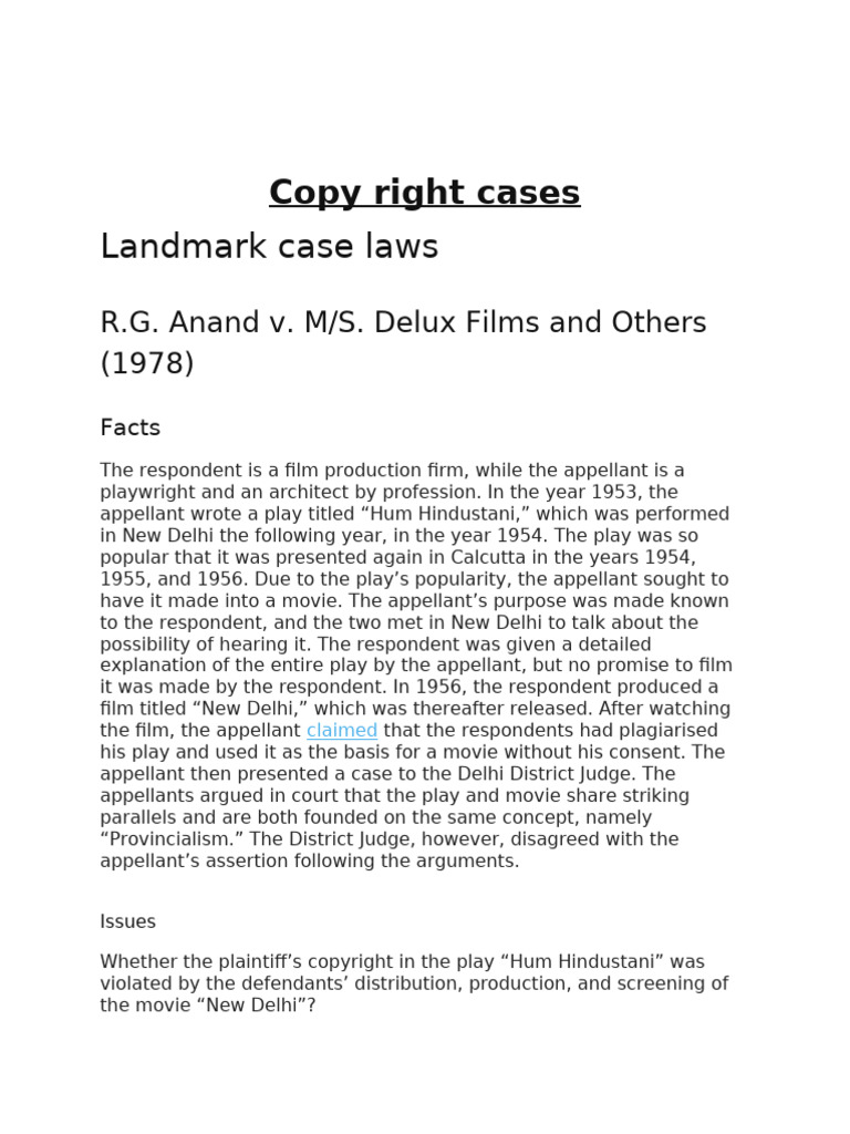 Copy Right Cases | PDF | Copyright | Lawsuit