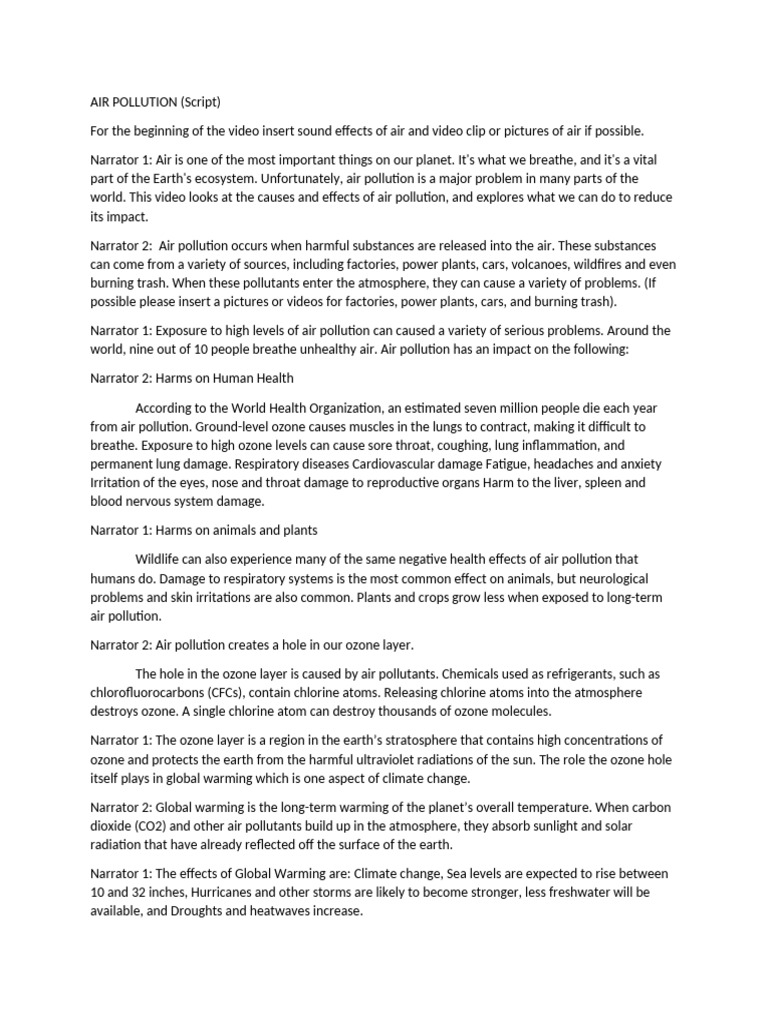 AIR-POLLUTION-SCRIPT | PDF | Atmosphere Of Earth | Climate Change