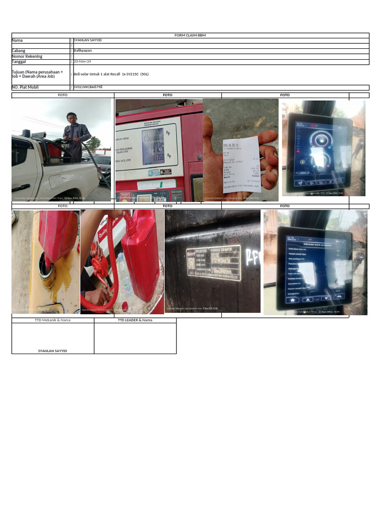 Form BBM Alat Recall | PDF