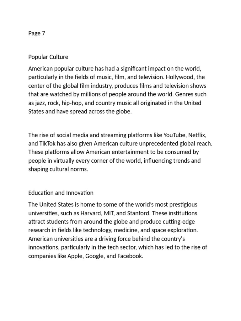 Impact of American Culture and Economy | PDF
