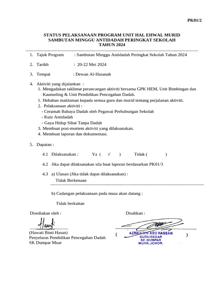 LAPORAN AADK PK01.2 | PDF