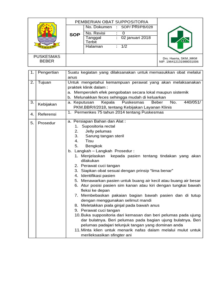 038 Pemberian Obat Suppositoria | PDF