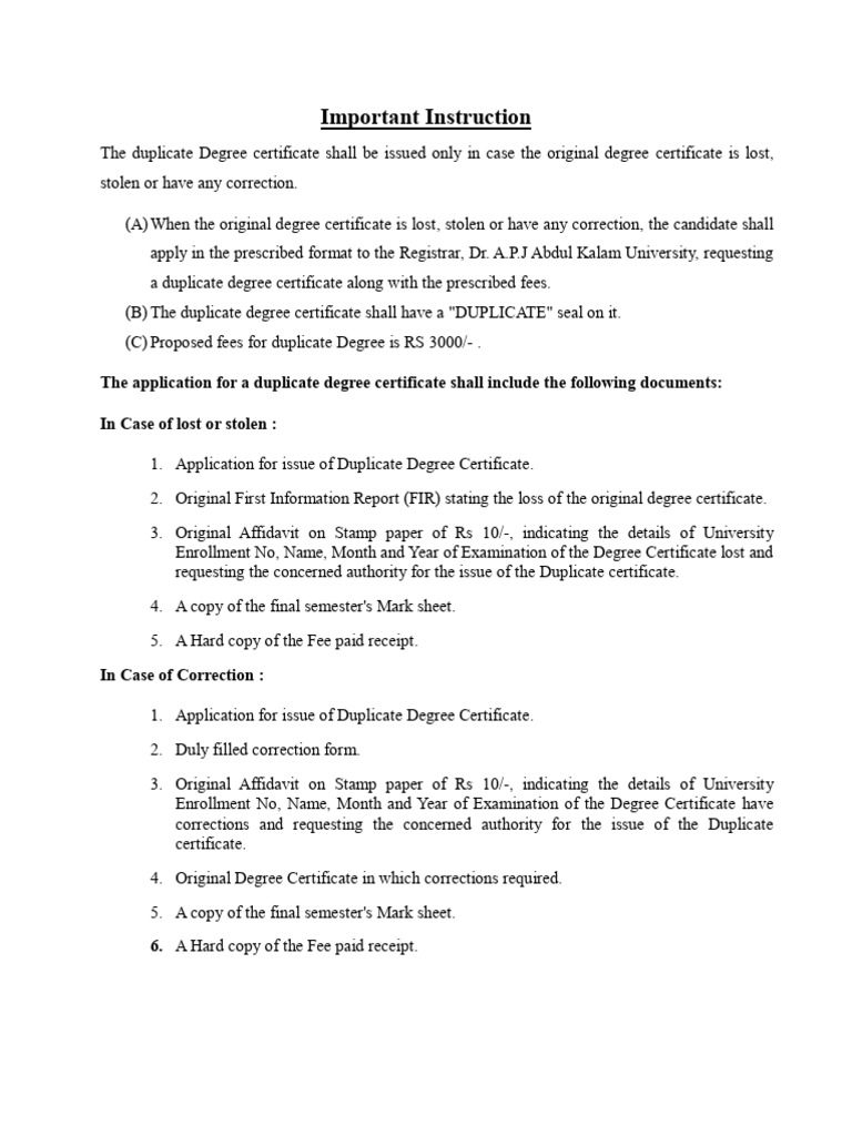Duplicate Degree Form | PDF | Affidavit