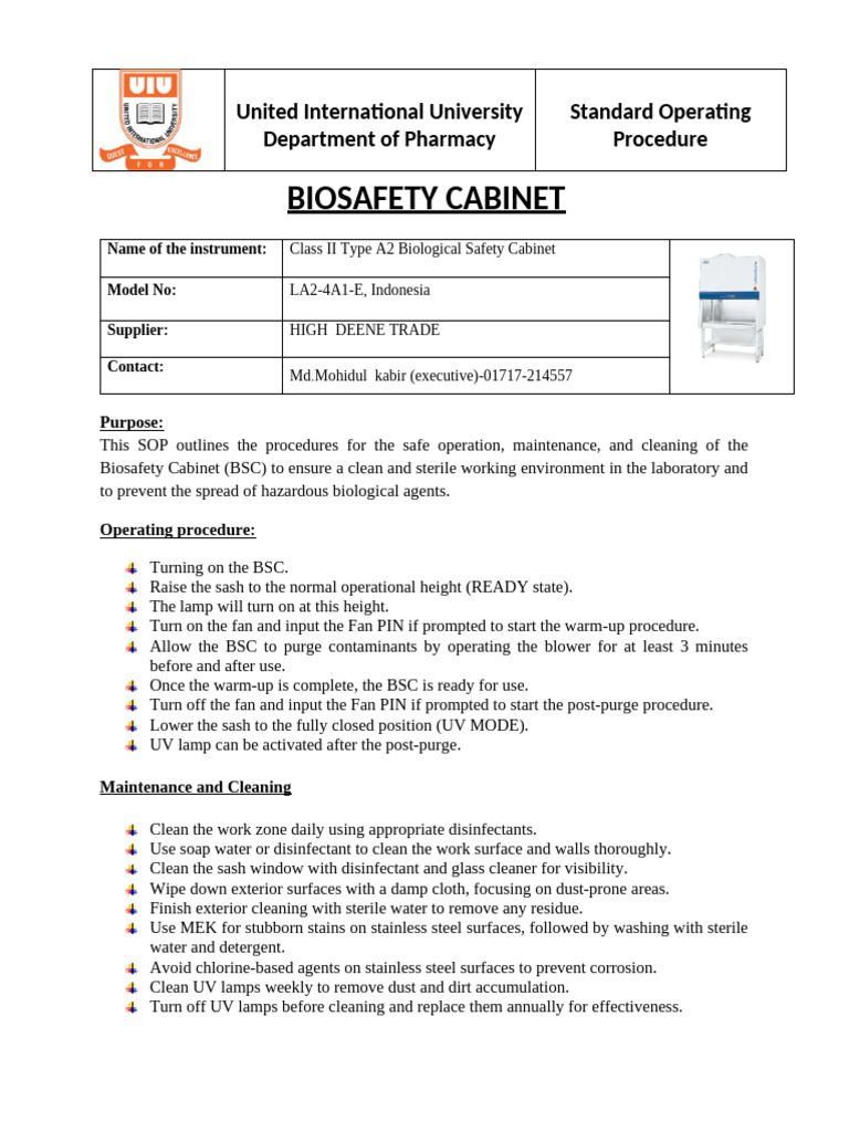 Essco Biosafety Cabinet | PDF | Safety
