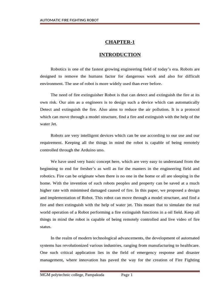 automatic fire fighting robot | PDF | Firefighting | Robot