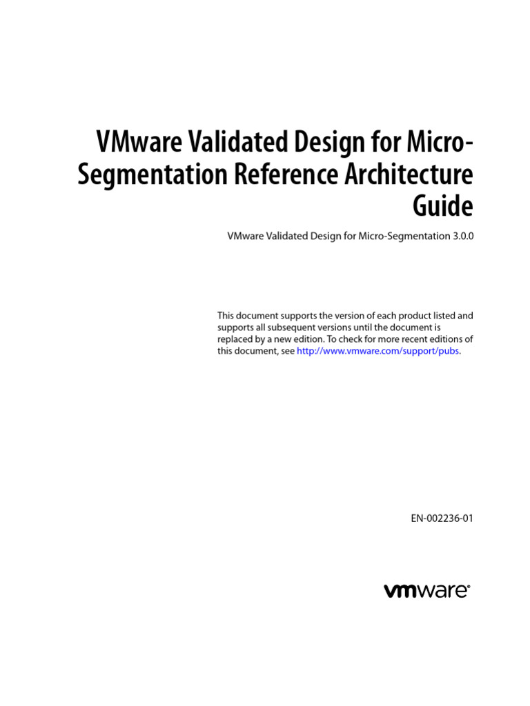 Vmware Validated Design 30 Microsegmentation Reference Architecture Pdf Computer Network
