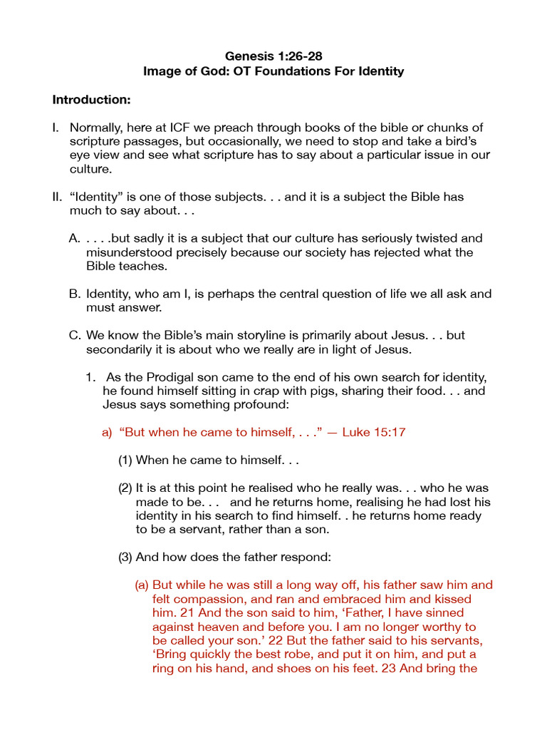 Genesis 1 26 28 - Identity | PDF | God | Identity (Social Science)