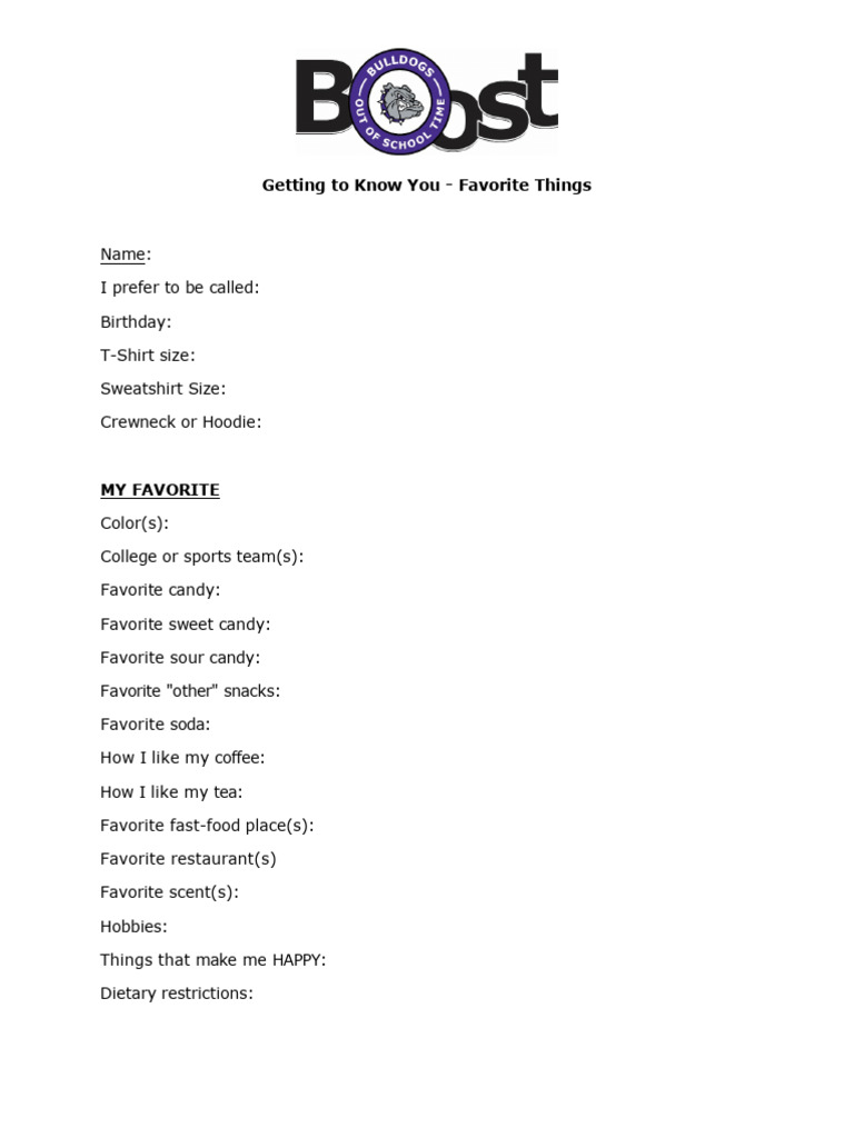 BOOST Favorite Things | PDF