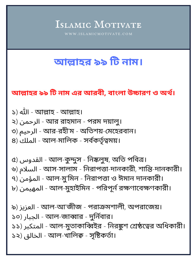 Allahr 99 Name | PDF