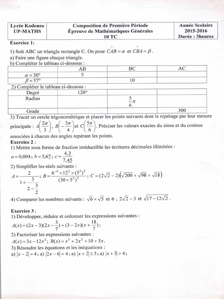 Compo Math 10 q1 2016 Kodonso | PDF