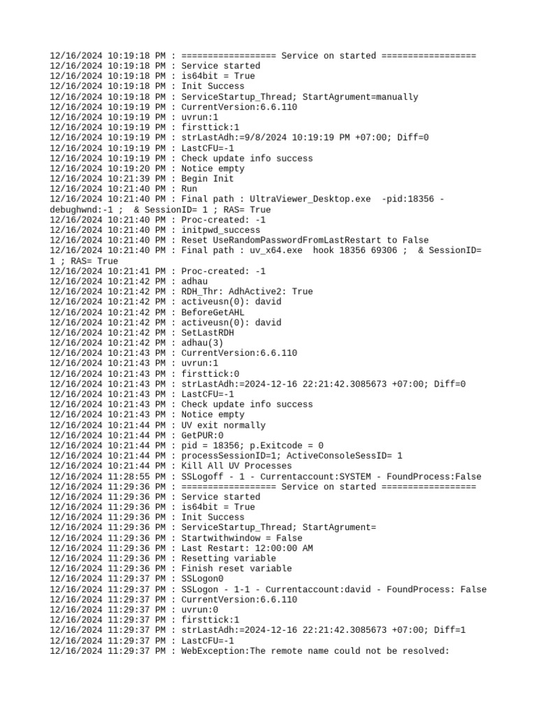 Ultraviewerservice Log Pdf Computing Computer Programming 6812