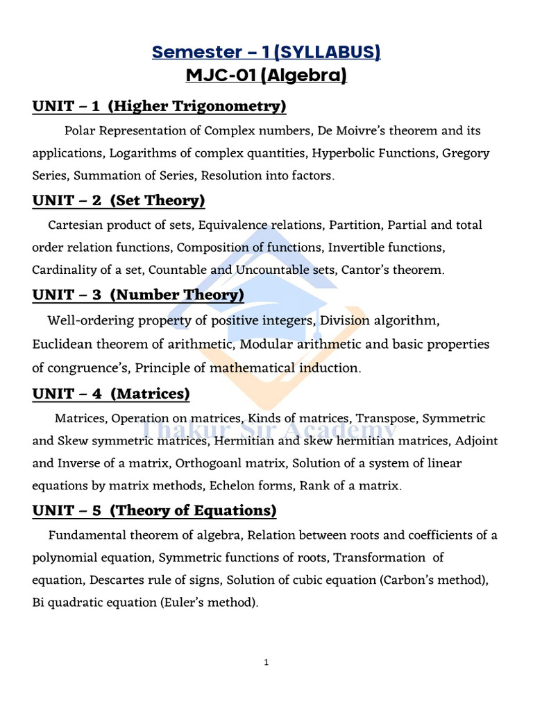 Semester 1 | PDF | Matrix (Mathematics) | Equations