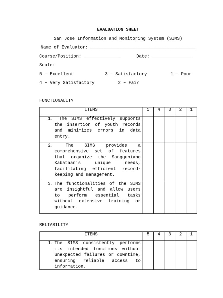 Evaluation-Sheet | PDF | Usability | Computing