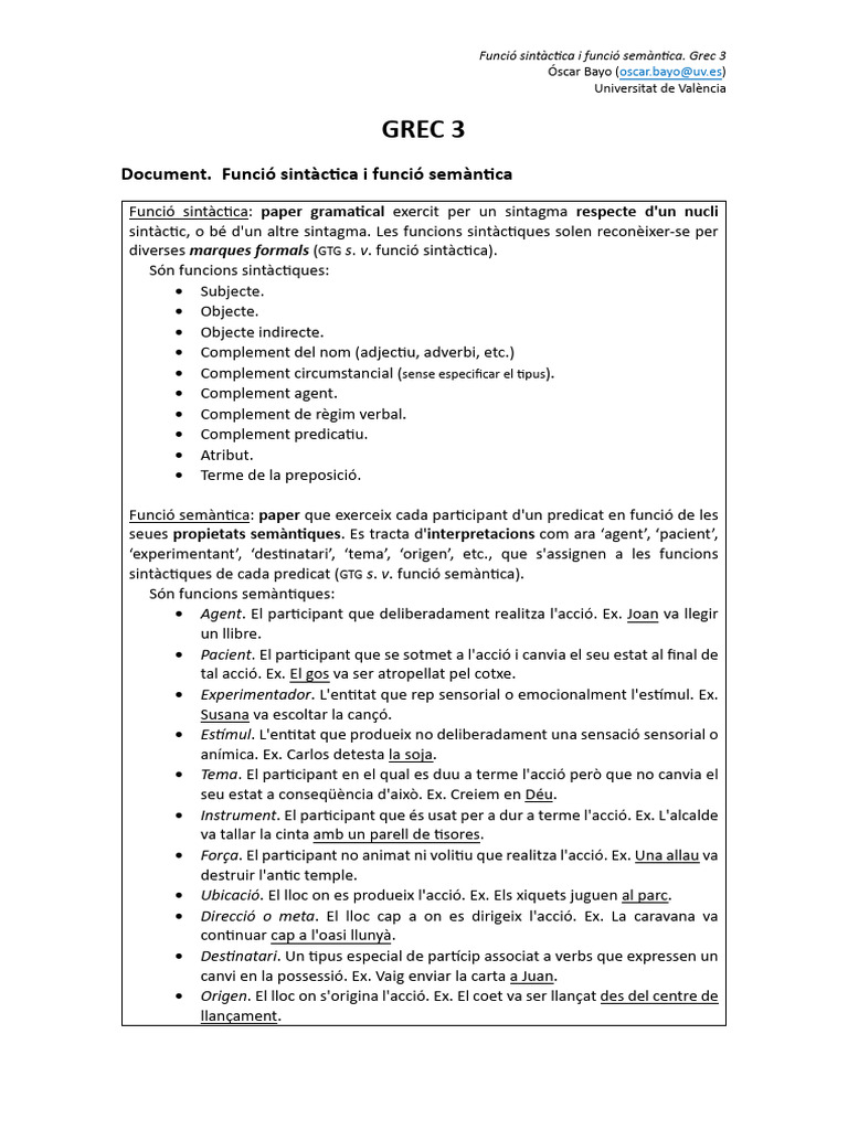 GR3 FuncioSintacticaiSemantica | PDF