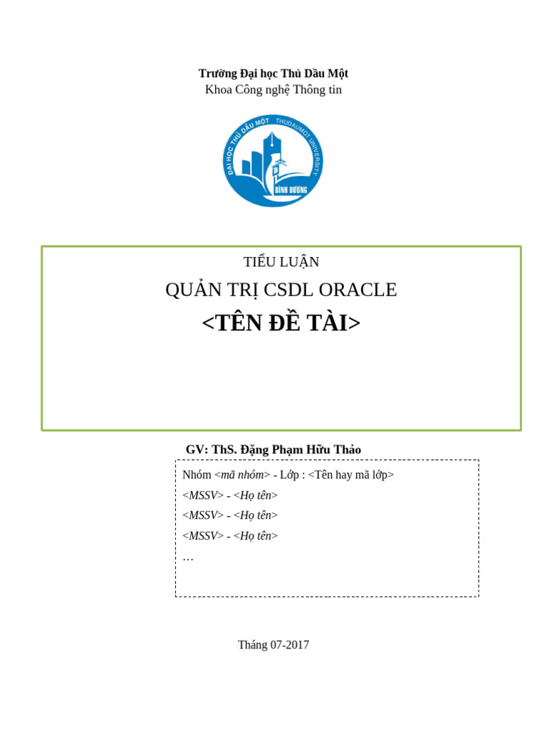 Mau Tieu Luan Oracle | PDF
