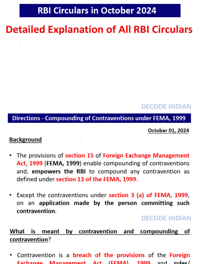 RBI Circulars October 2024 Lecture 1,2 and 3 | PDF | Reserve Bank Of ...