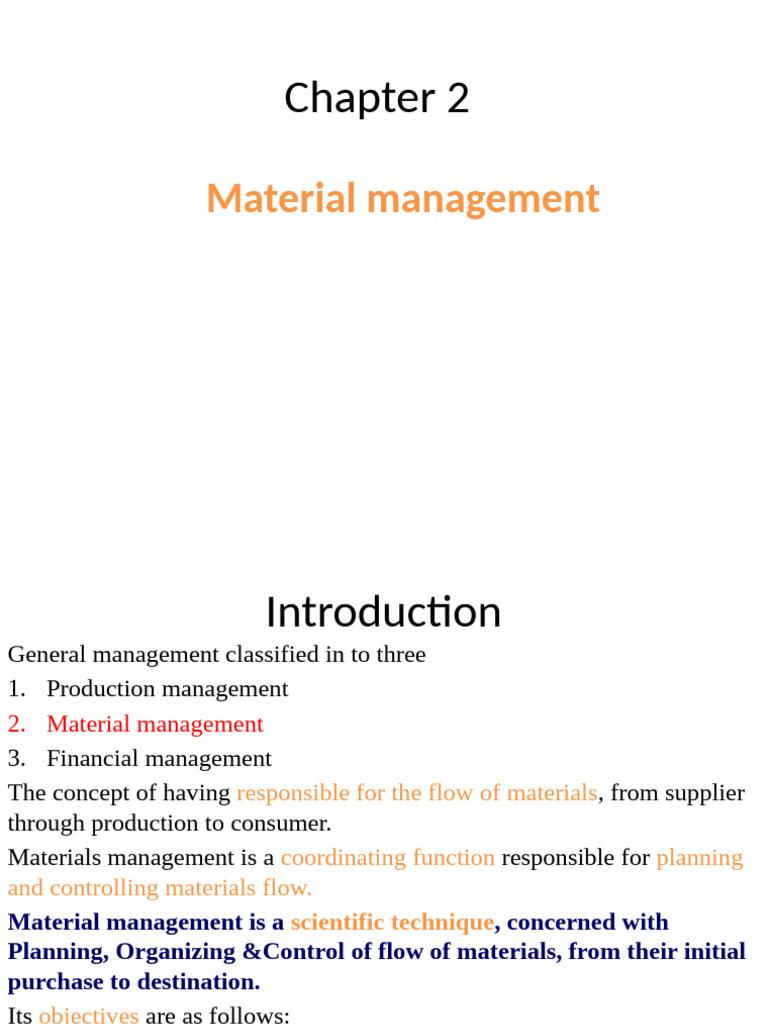 Chapter 2 Material Management | PDF | Inventory | Economies