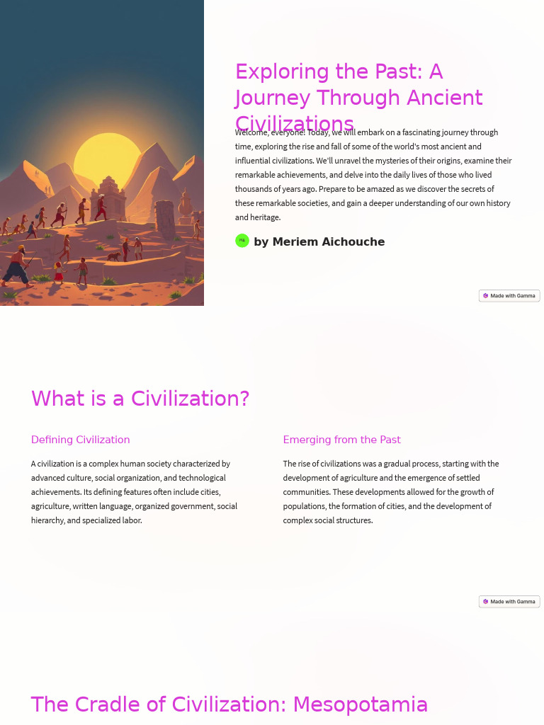 Exploring The Past A Journey Through Ancient Civilizations | PDF ...