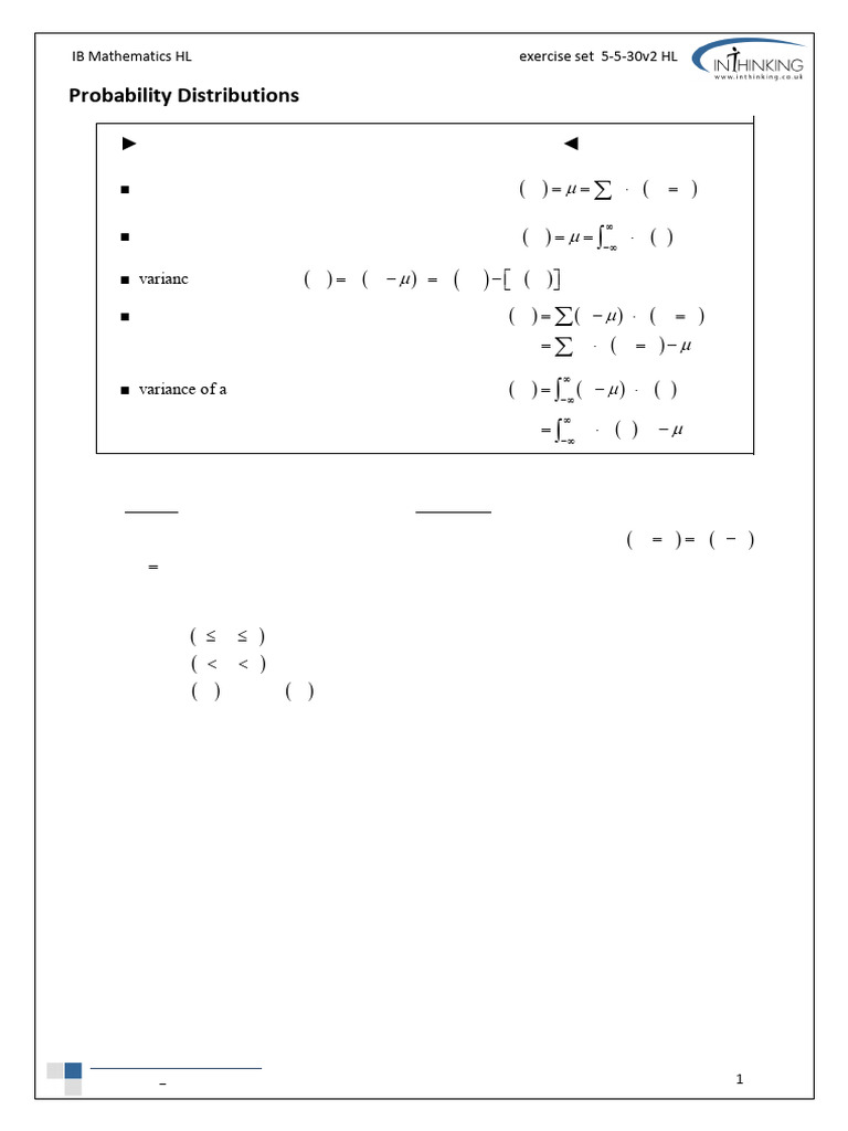 Exs 5-5-30v2 HL Probability Distributions | PDF | Probability Distribution | Random Variable