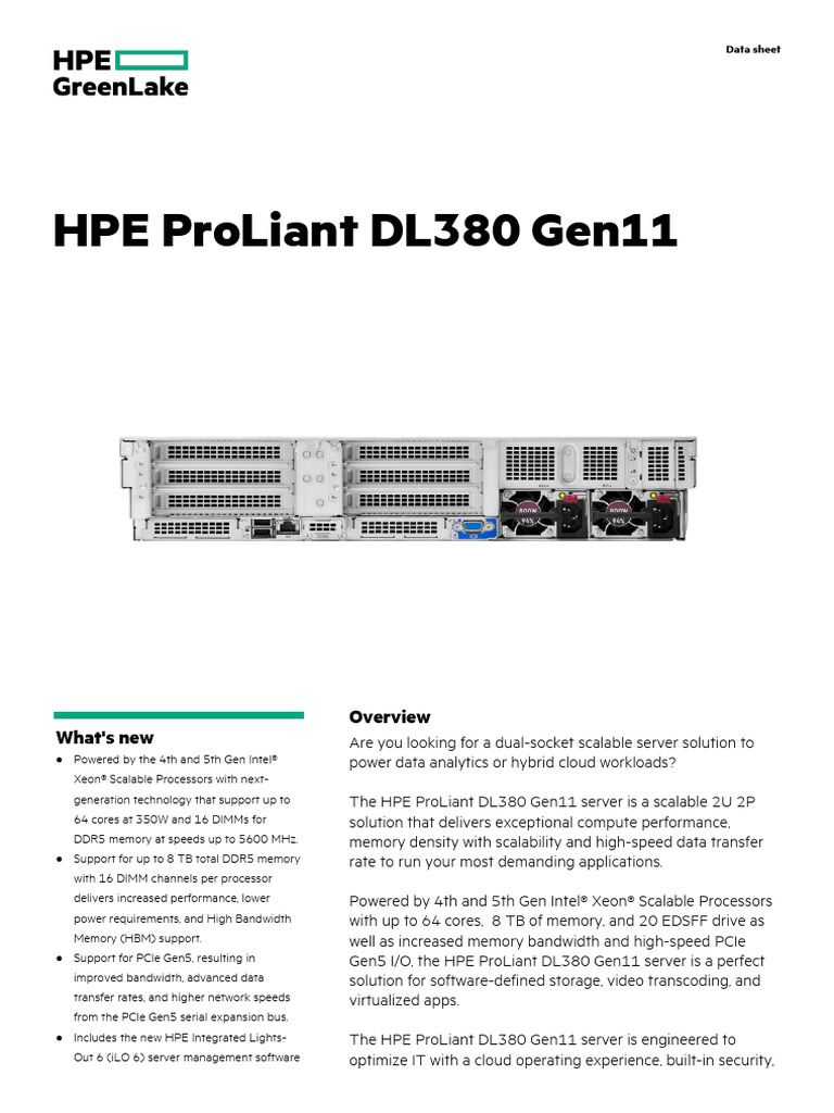 HPE ProLiant DL380 Gen11-PSN1014696069SGEN | PDF | Scalability ...