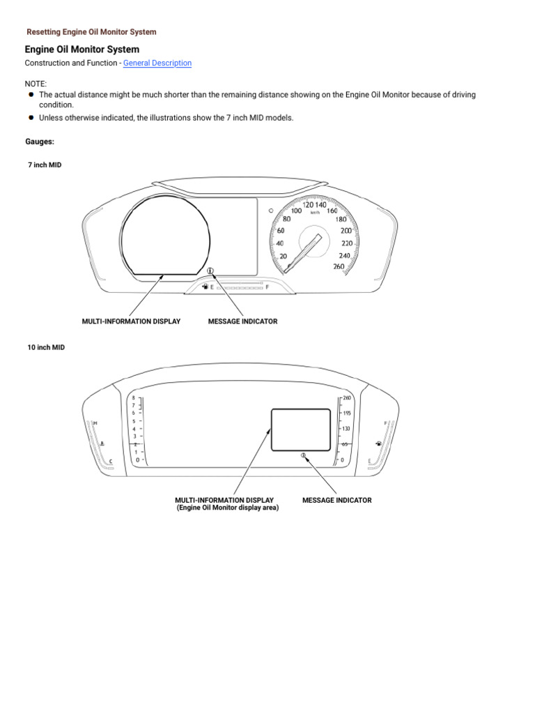 Reset Engine Oil Monitor System Guide | PDF | Motor Oil | Steering