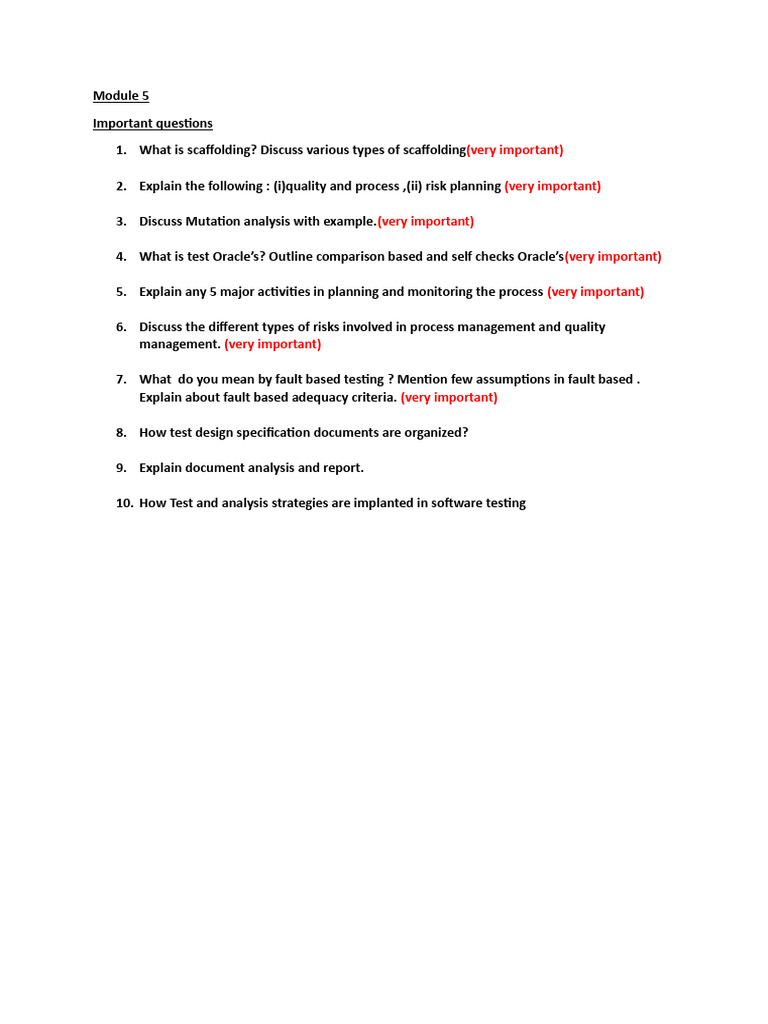 Mod 5 Important Questions | PDF