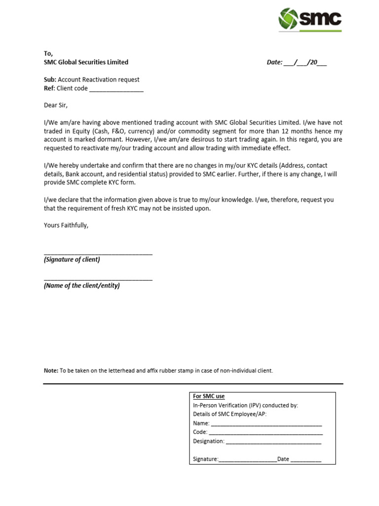 SMC Account Reactivation Request Form | PDF | Government Finances | Taxes