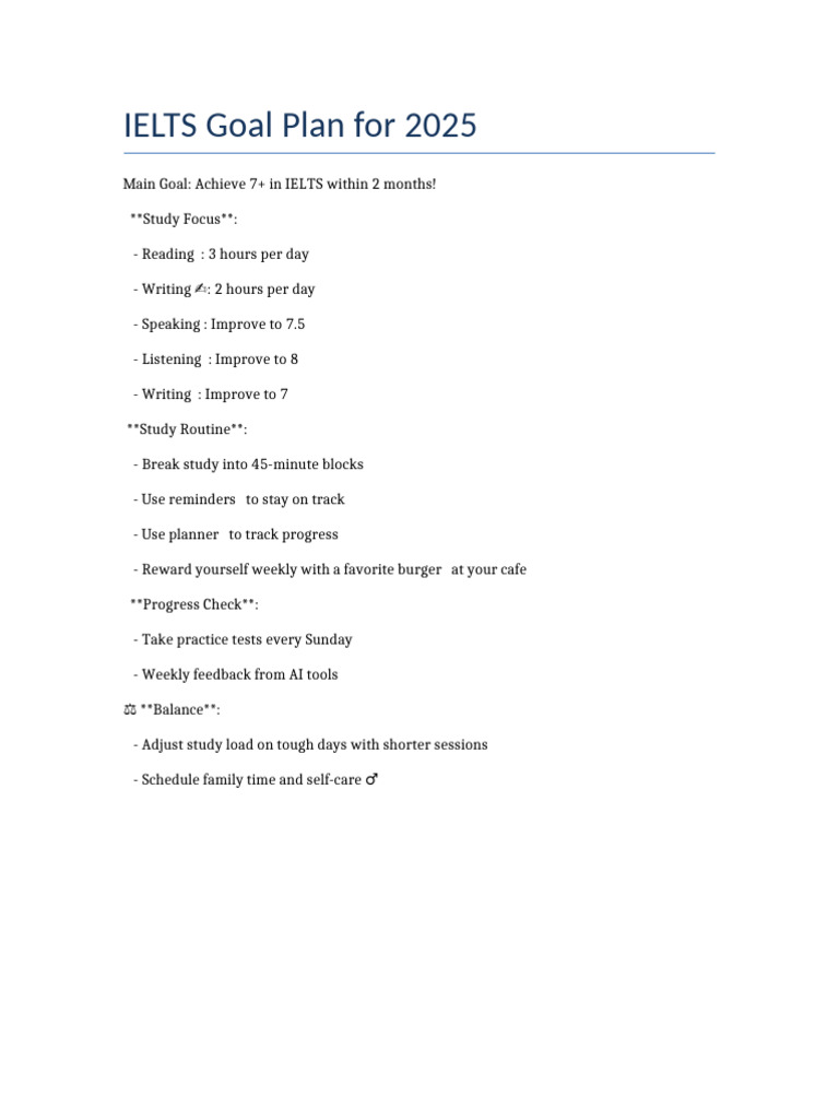 Ielts Goal Plan 2025 | PDF