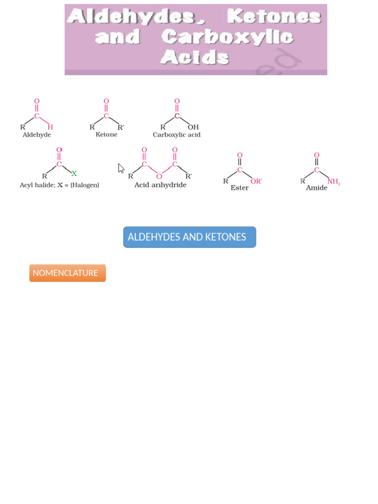 Aldehydes, Ketones and Carboxylic Acids | PDF | Aldehyde | Amine