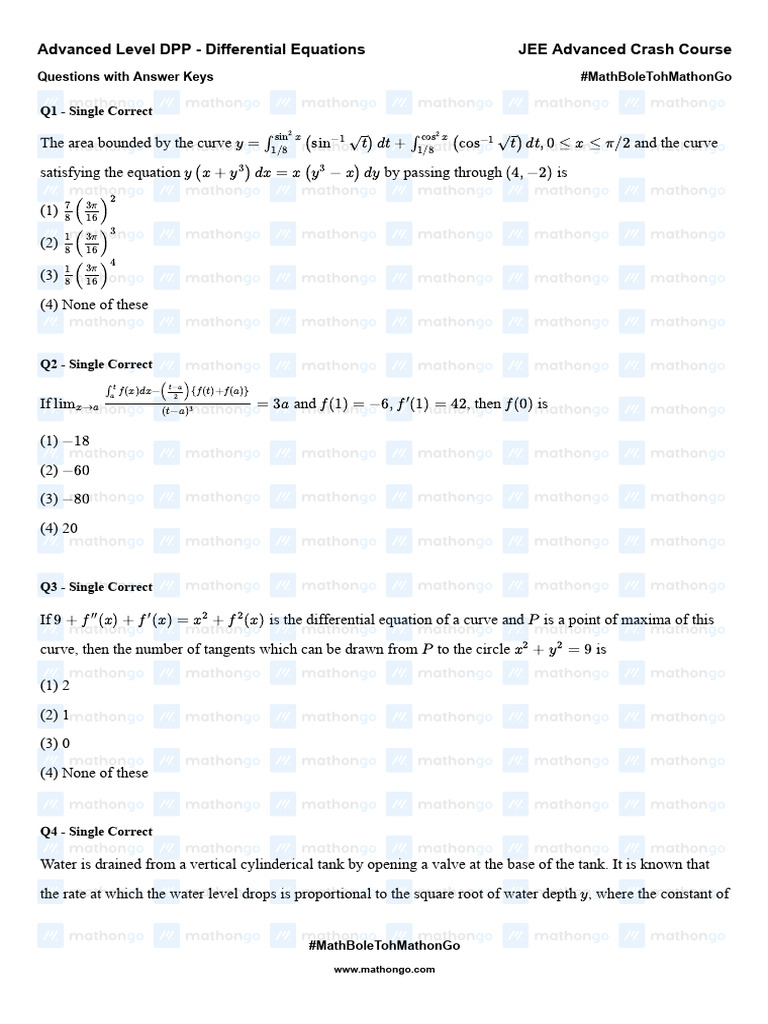 differential equation(mathongo) | PDF | Equations | Tangent