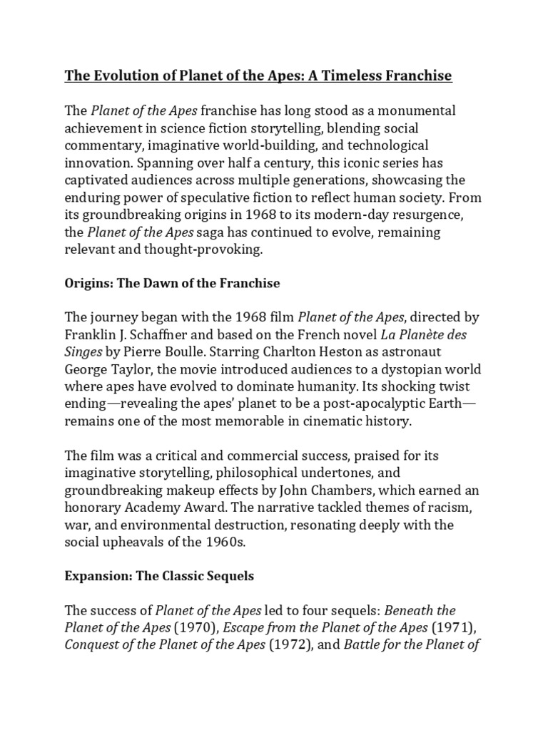 Evolution of Planet of the Apes Franchise | PDF