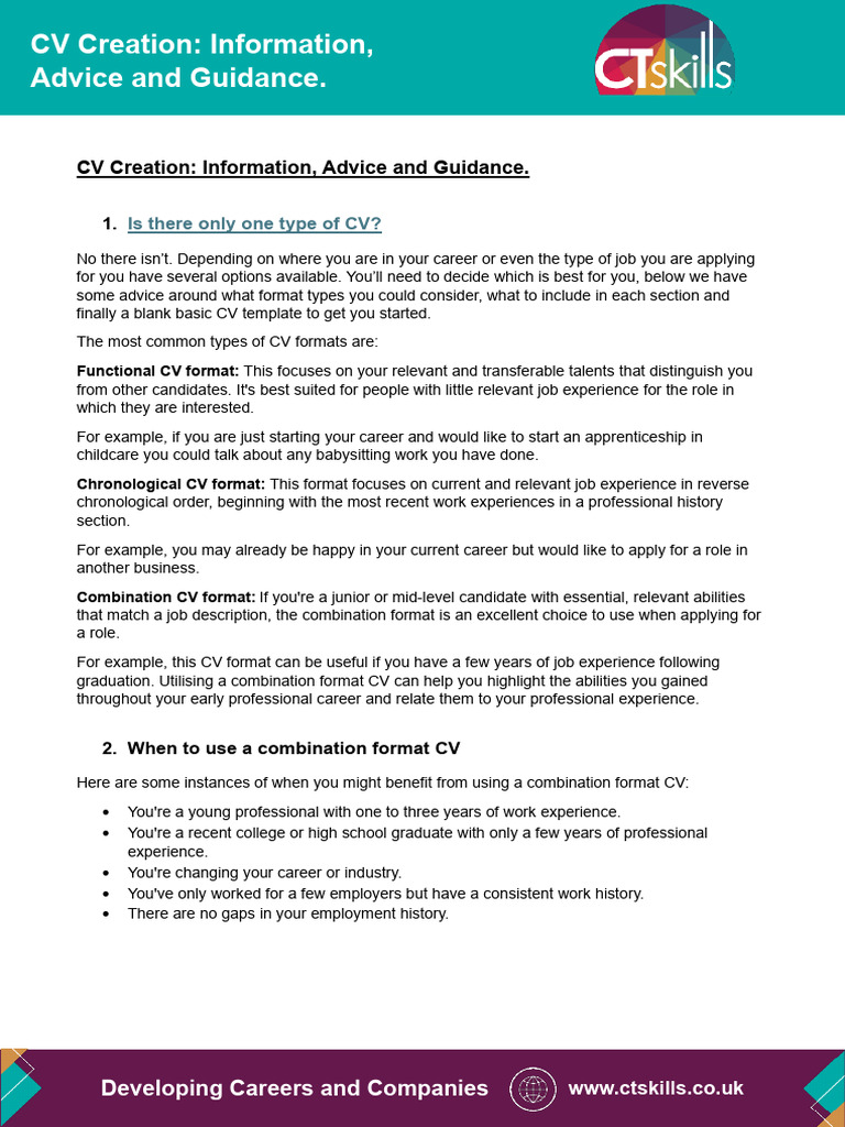 CV Information Advice and Guidance | PDF