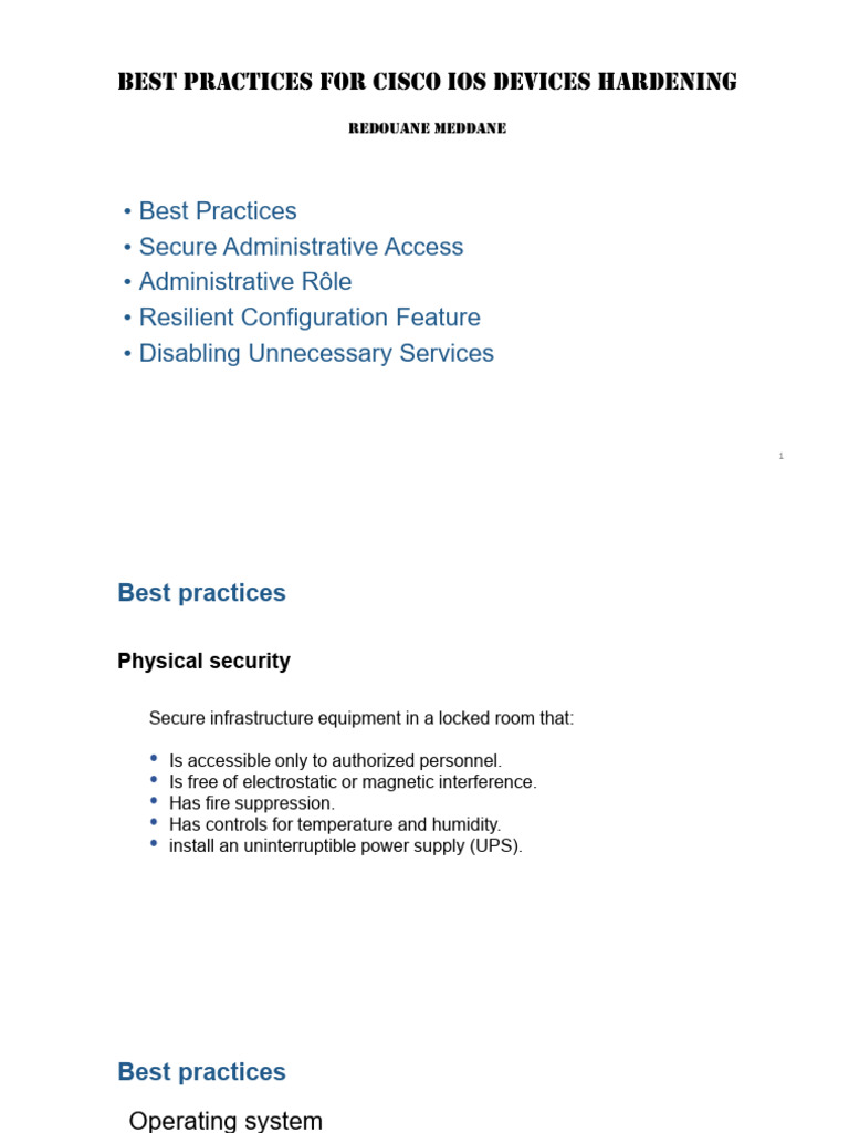 Best Practices For Cisco IOS Devices Hardening | PDF | Radius | Secure Shell