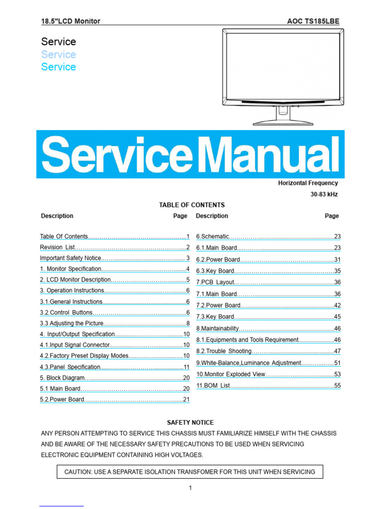 ts185lbe | PDF | Display Resolution | Backlight