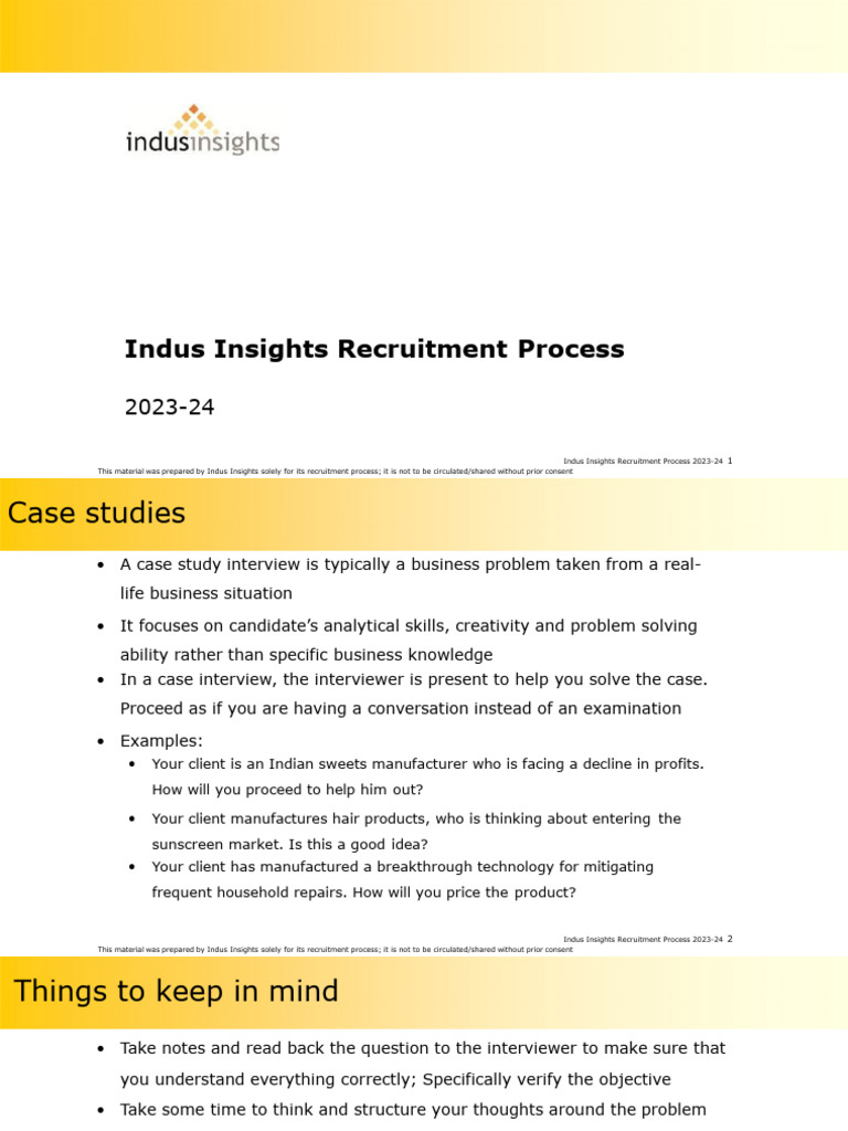 Indus Insights - Preparation Material - Case Round | PDF | Pricing | Prices