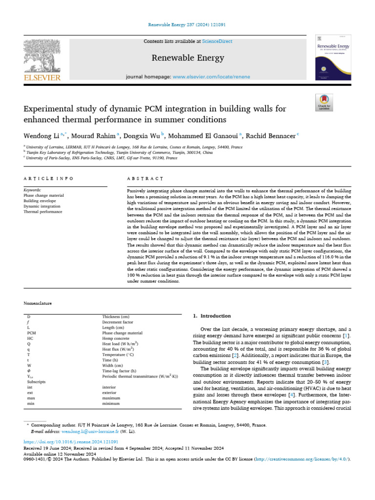 Dynamic PCM Integration for Building Walls | PDF | Thermal Insulation ...