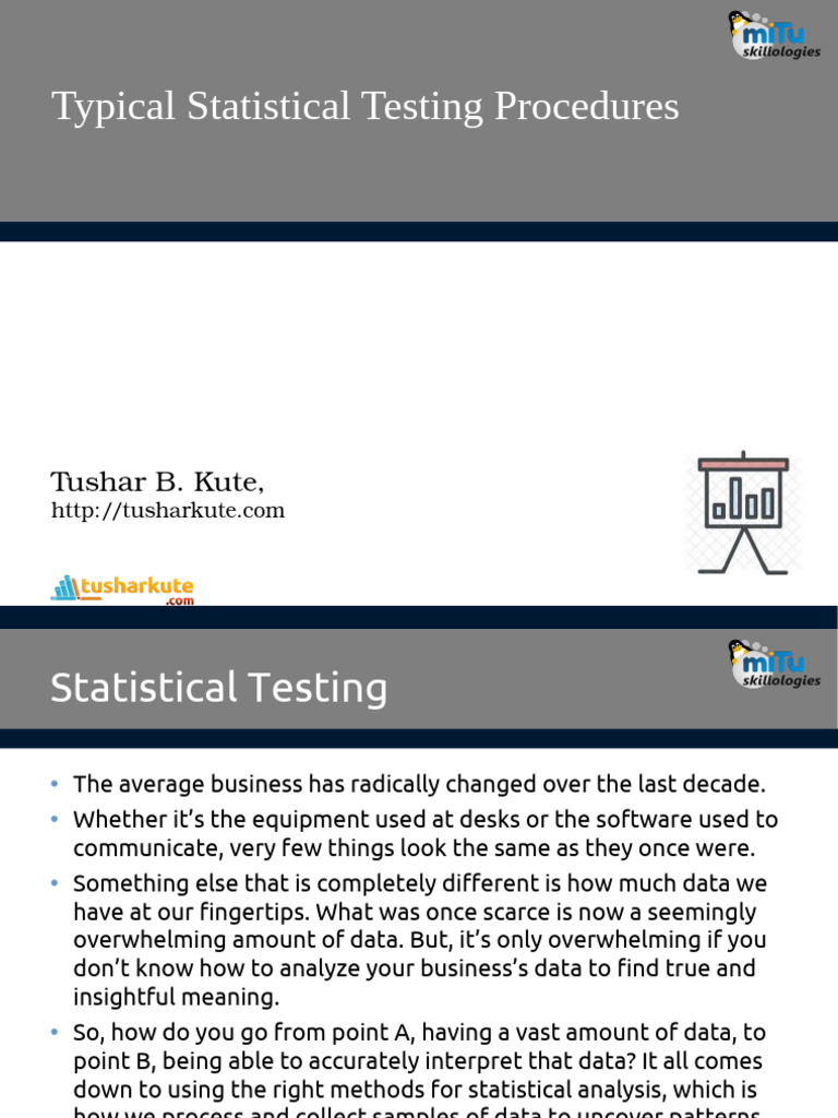 Typical Statistical Testing Procedures PDF Regression Analysis