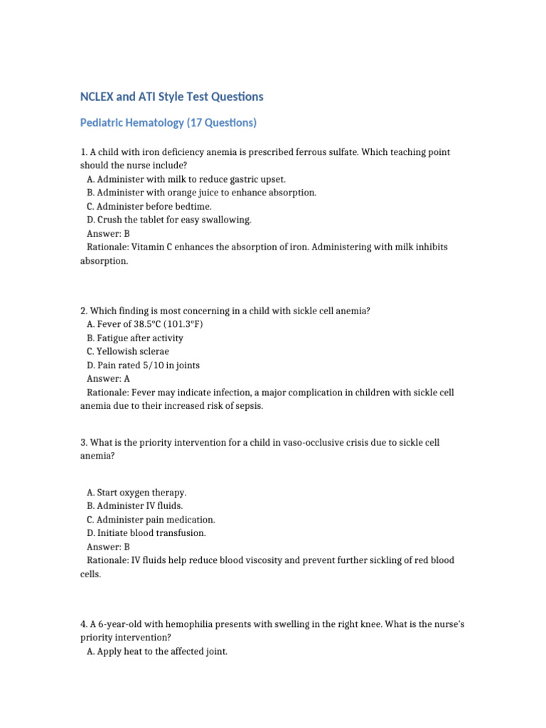 NCLEX ATI Test Questions | PDF