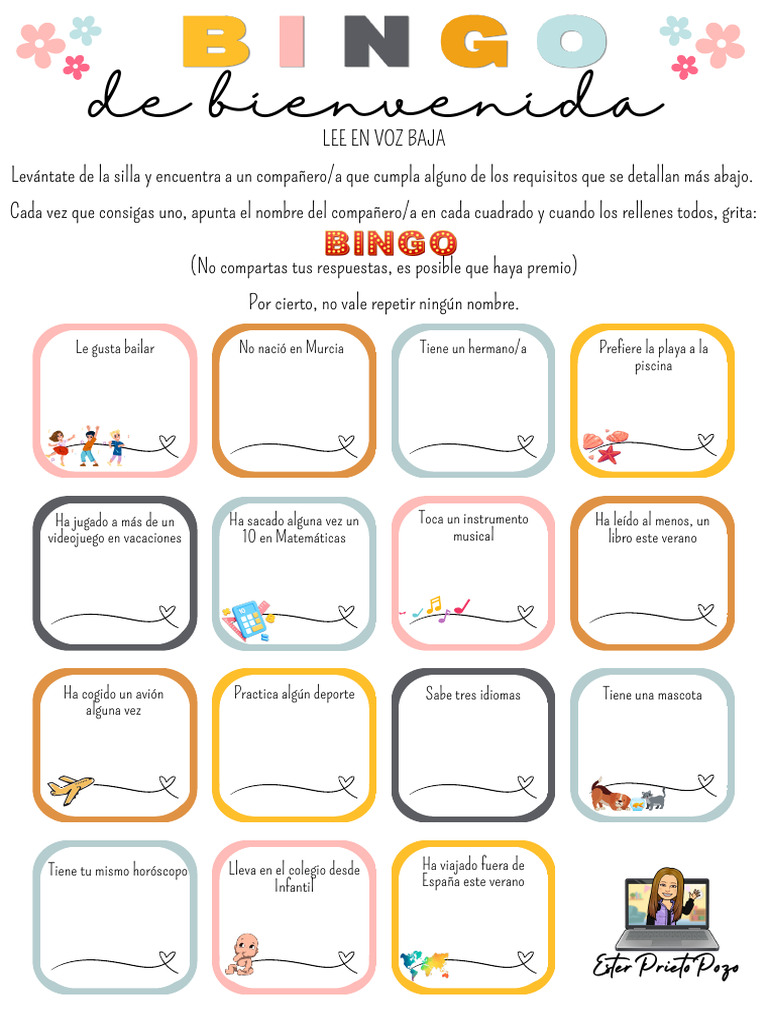 Bingo de Bienvenida Escolar | PDF