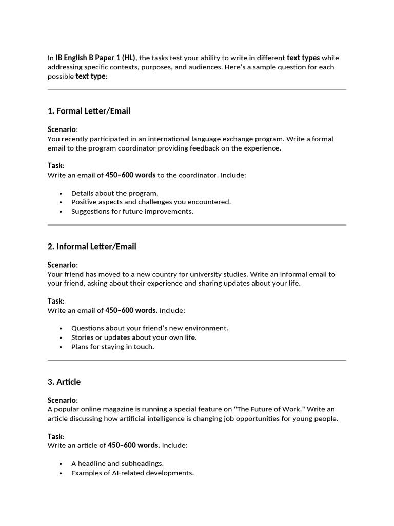 IB English B Paper 1 - 10 Types | PDF | Artificial Intelligence ...