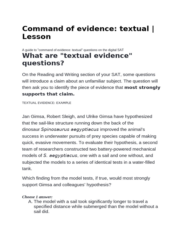 DSAT_Command of evidence_textual | PDF | Hypothesis | Science