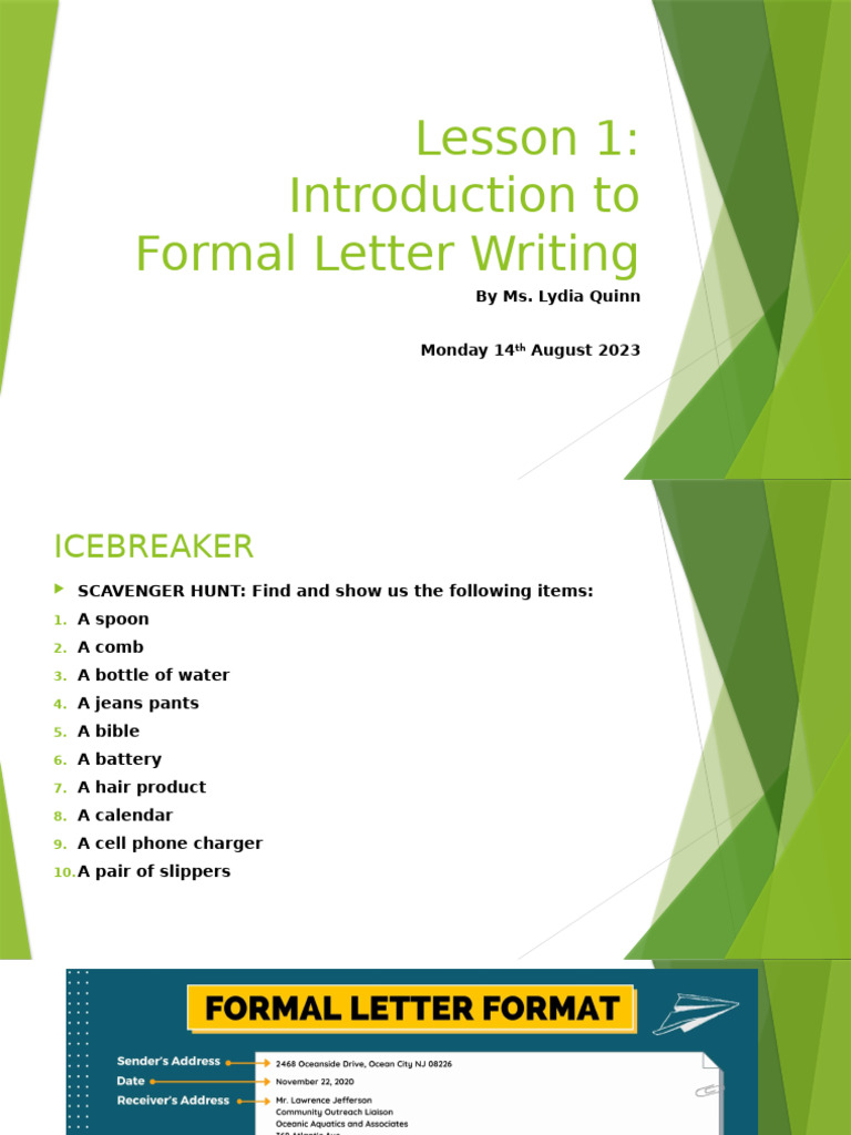 Lesson 1 Introduction to Formal Letter Writing (2) | PDF