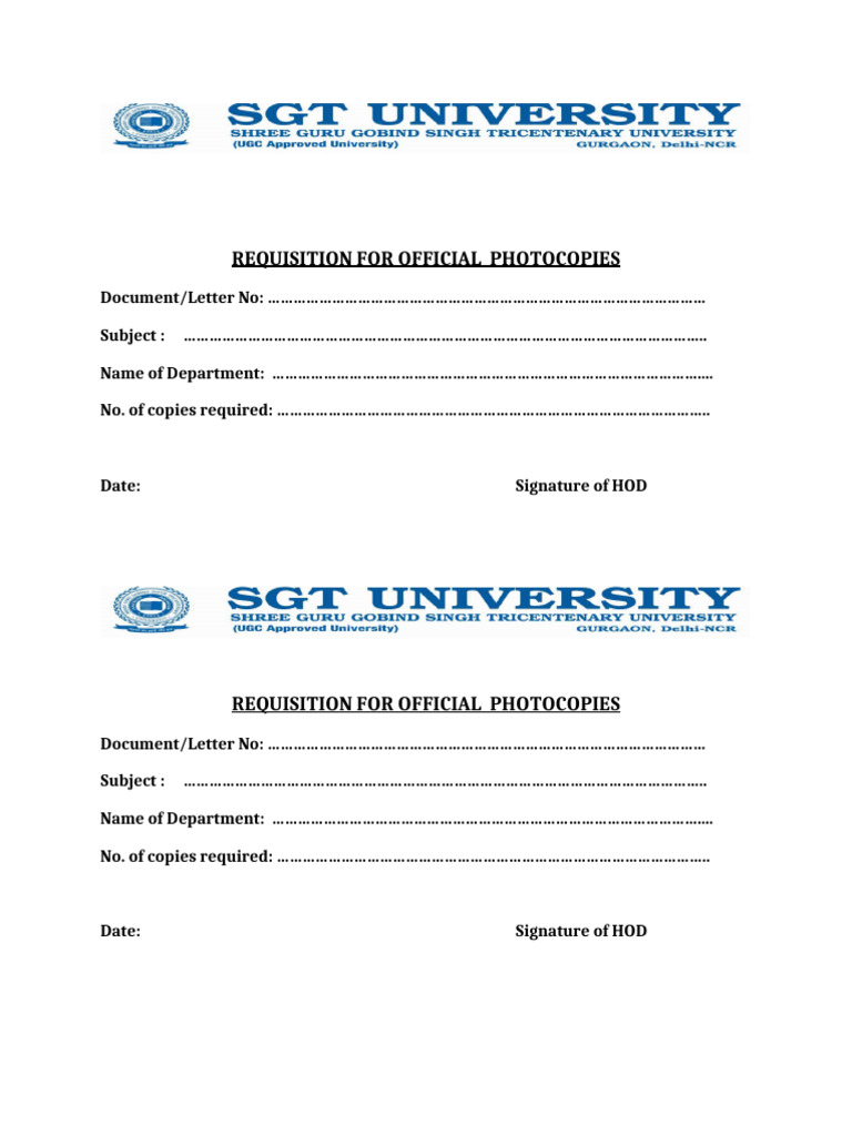 Official Photocopy Request Form | PDF