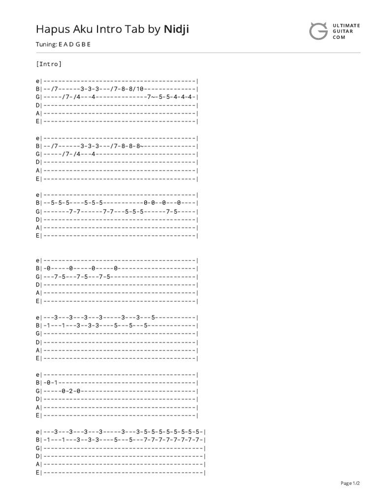 Hapus Aku Tab by Nidjitabs at Ultimate Guitar Archive | PDF