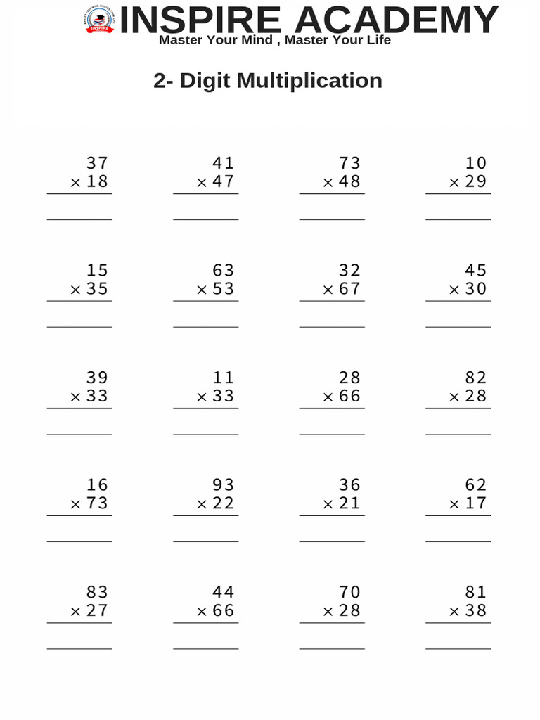 2-Digit Multiplication Mastery Guide | PDF